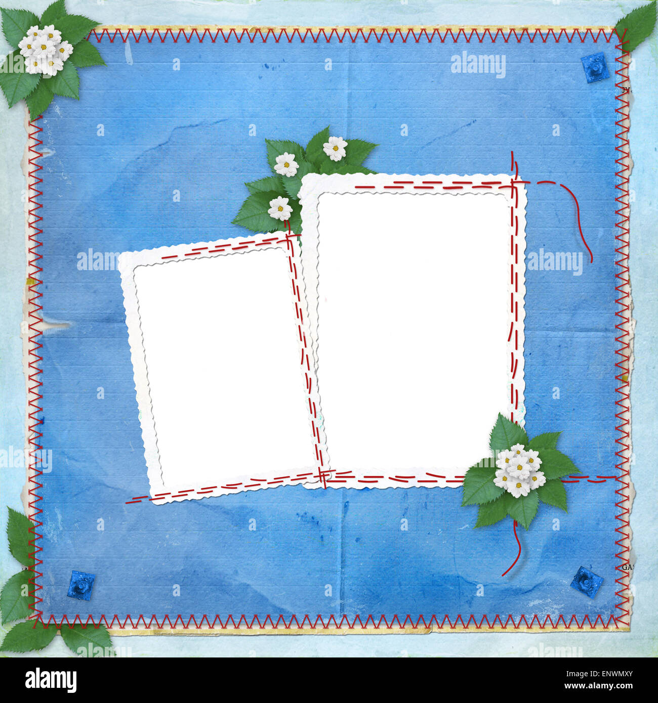 Two frames with bunch of flowers on the abstract background Stock Photo ...