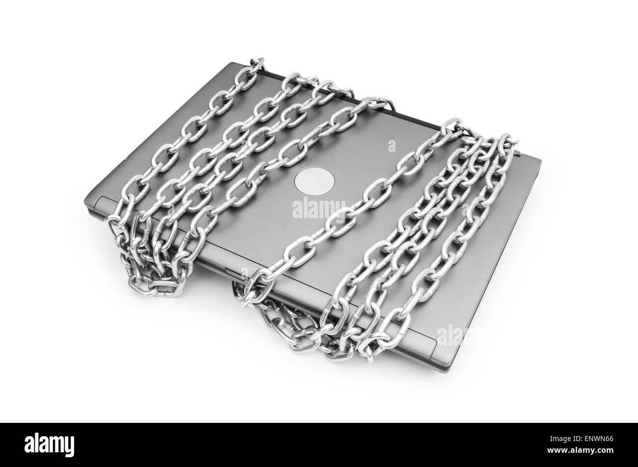 Computer security concept with laptop and chain Stock Photo - Alamy
