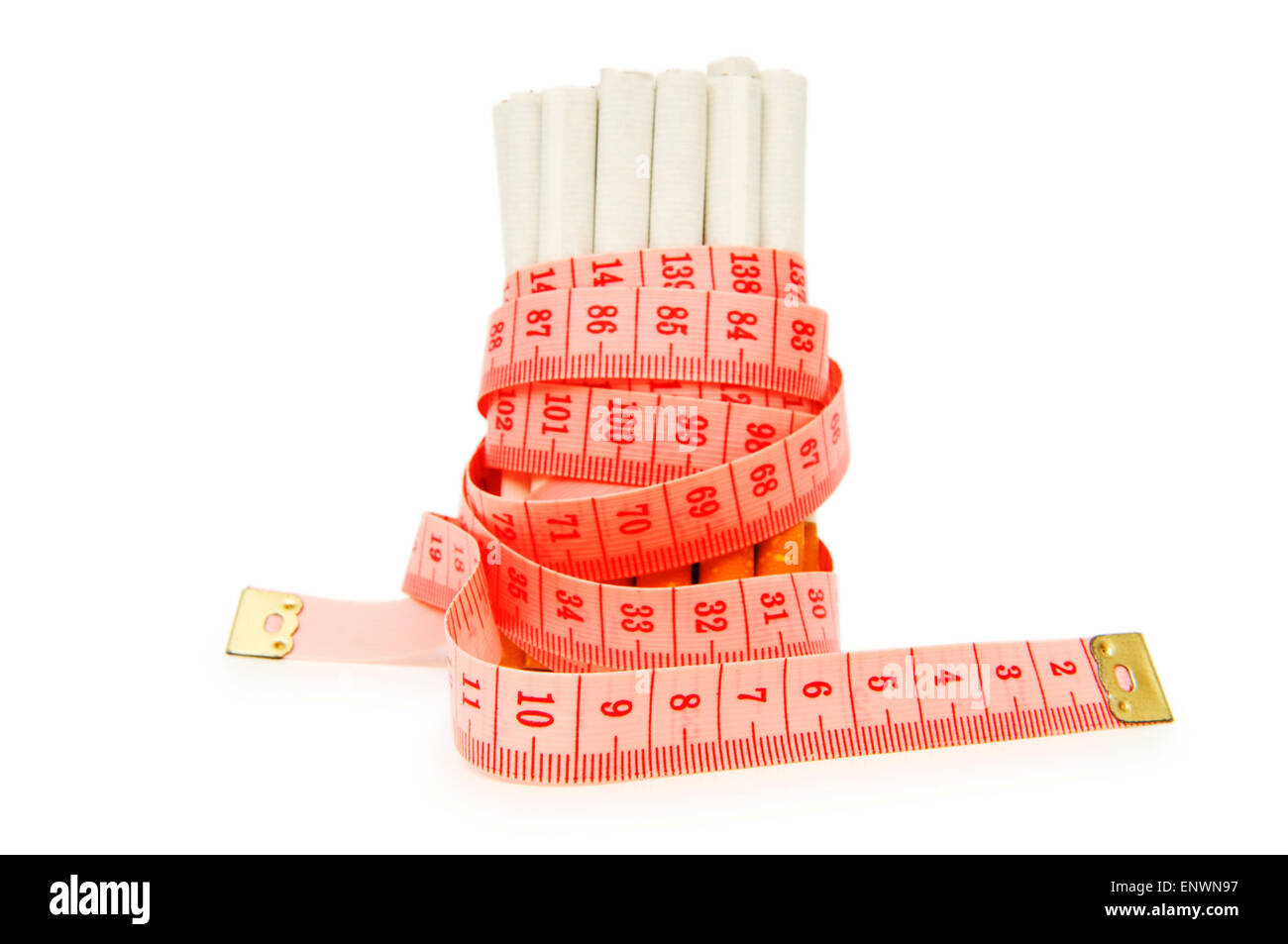 Smoking concept with measuring tape and cigarettes Stock Photo - Alamy