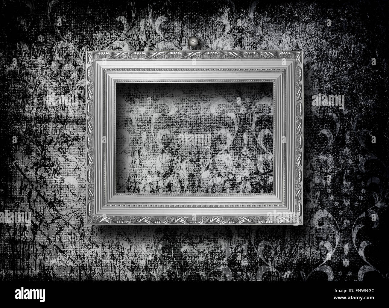 Old silver frame Victorian style on the wall in the room Stock Photo ...