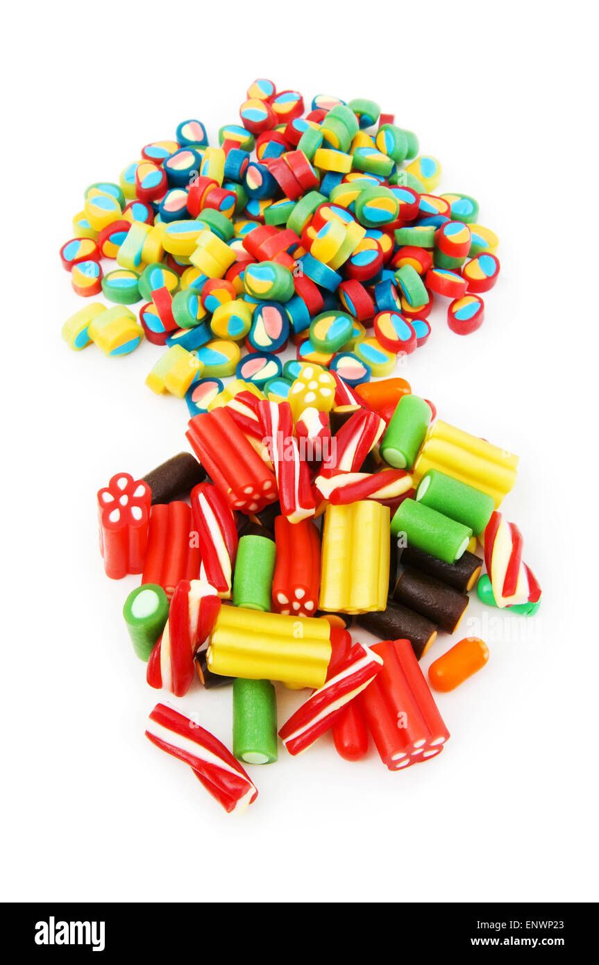 Colourful sweets isolated on the white background Stock Photo - Alamy
