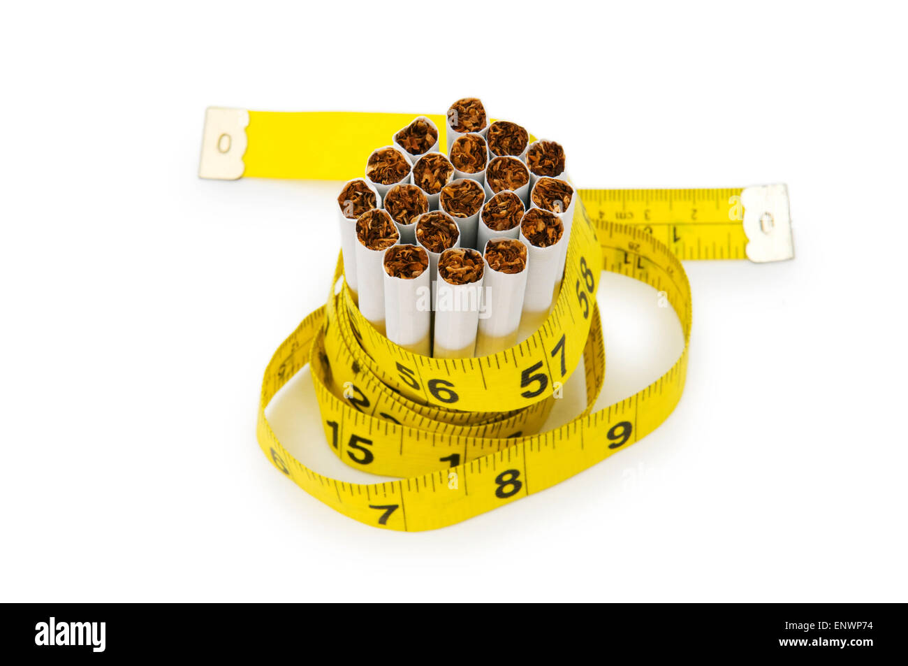 Smoking concept with measuring tape and cigarettes Stock Photo - Alamy