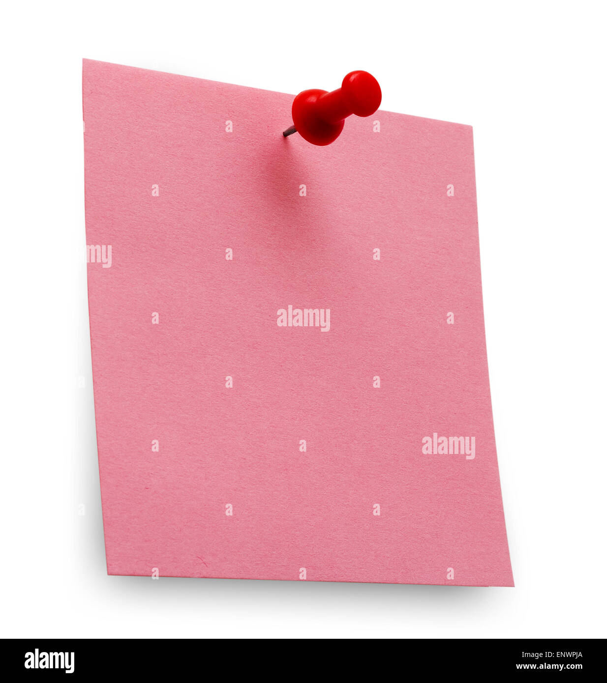 A red post it note with spin isolated with clipping path. Studio light ...