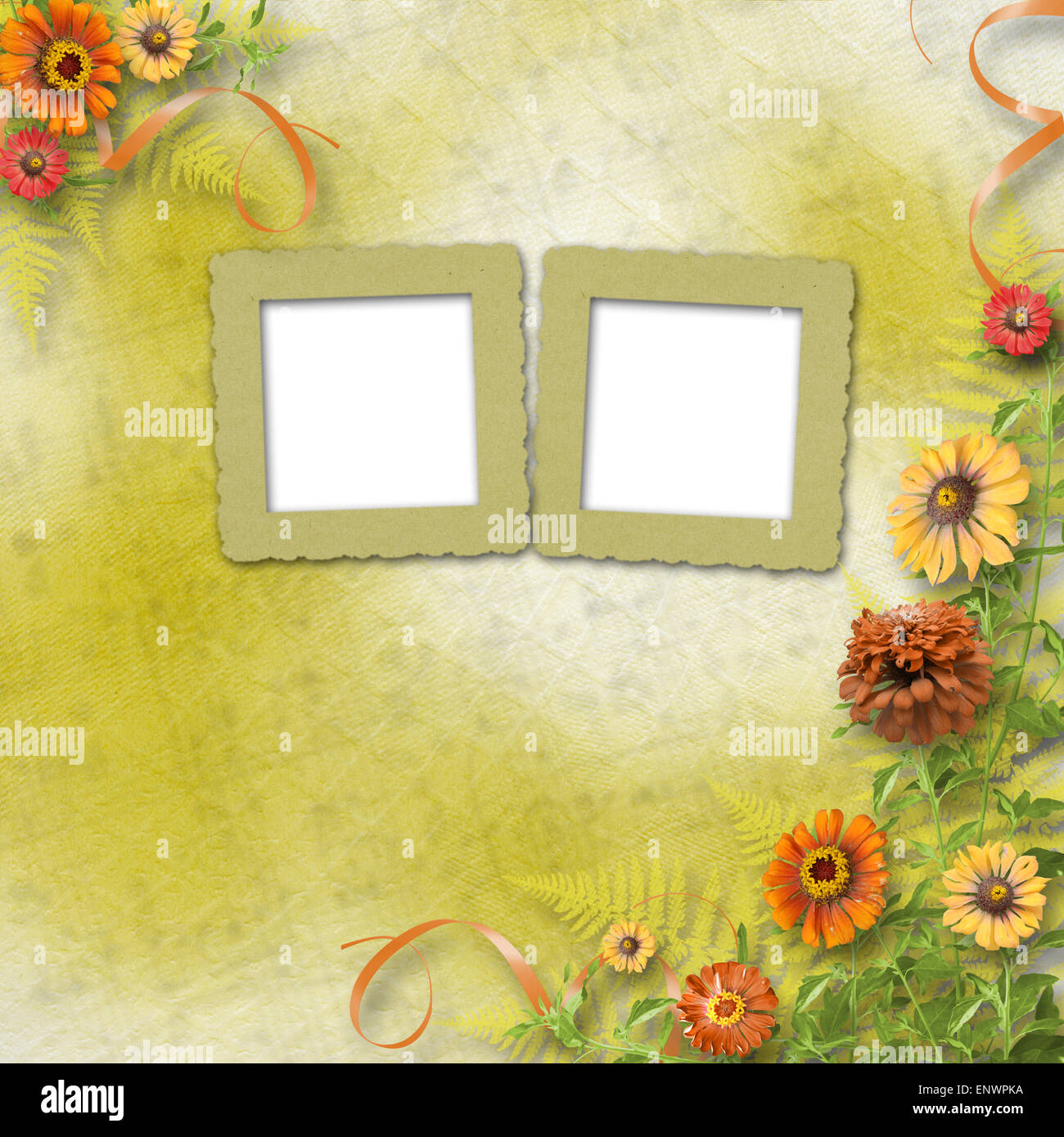 multicoloured card for greetings or invitations with bunch of flowers ...