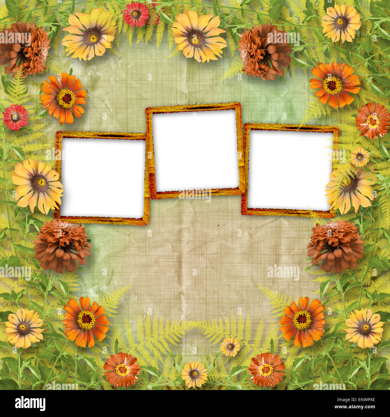 multicoloured card for greetings or invitations with bunch of flowers ...