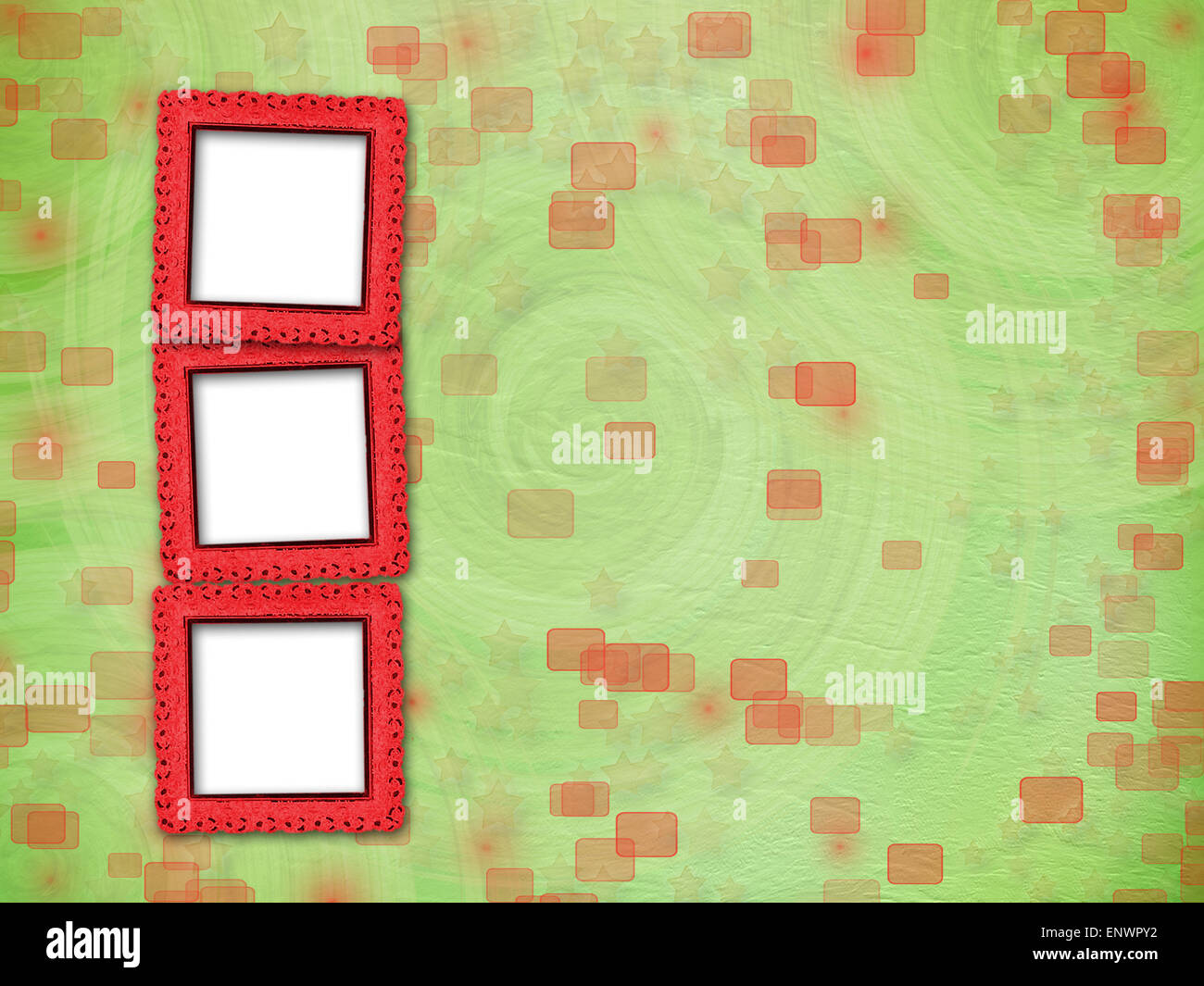 green backdrop with frames for greetings or invitations with stars ...