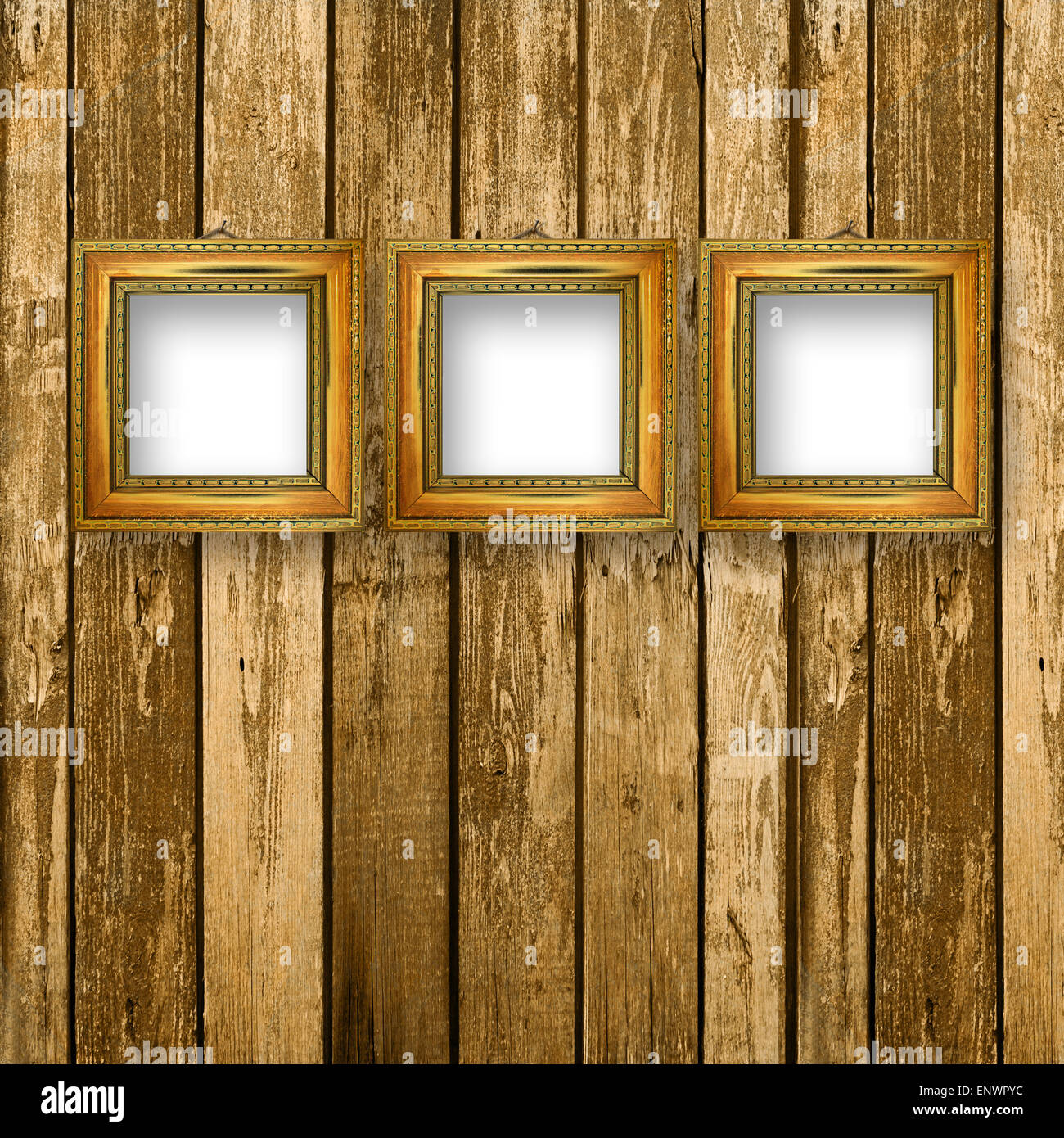 Old room, grunge industrial interior, worn surface, wooden frames Stock ...
