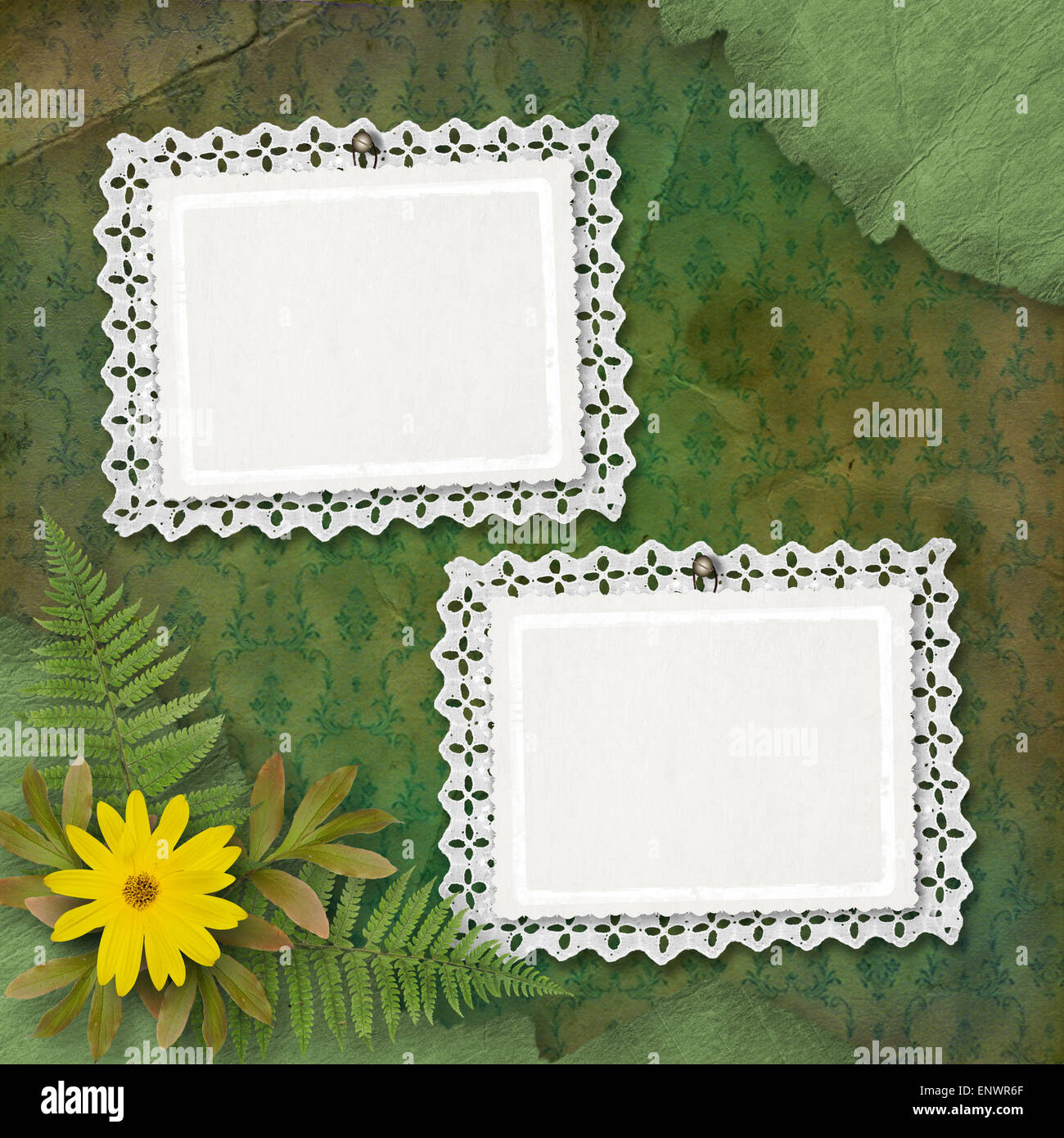 lace frames with bunch of flower and blade Stock Photo - Alamy