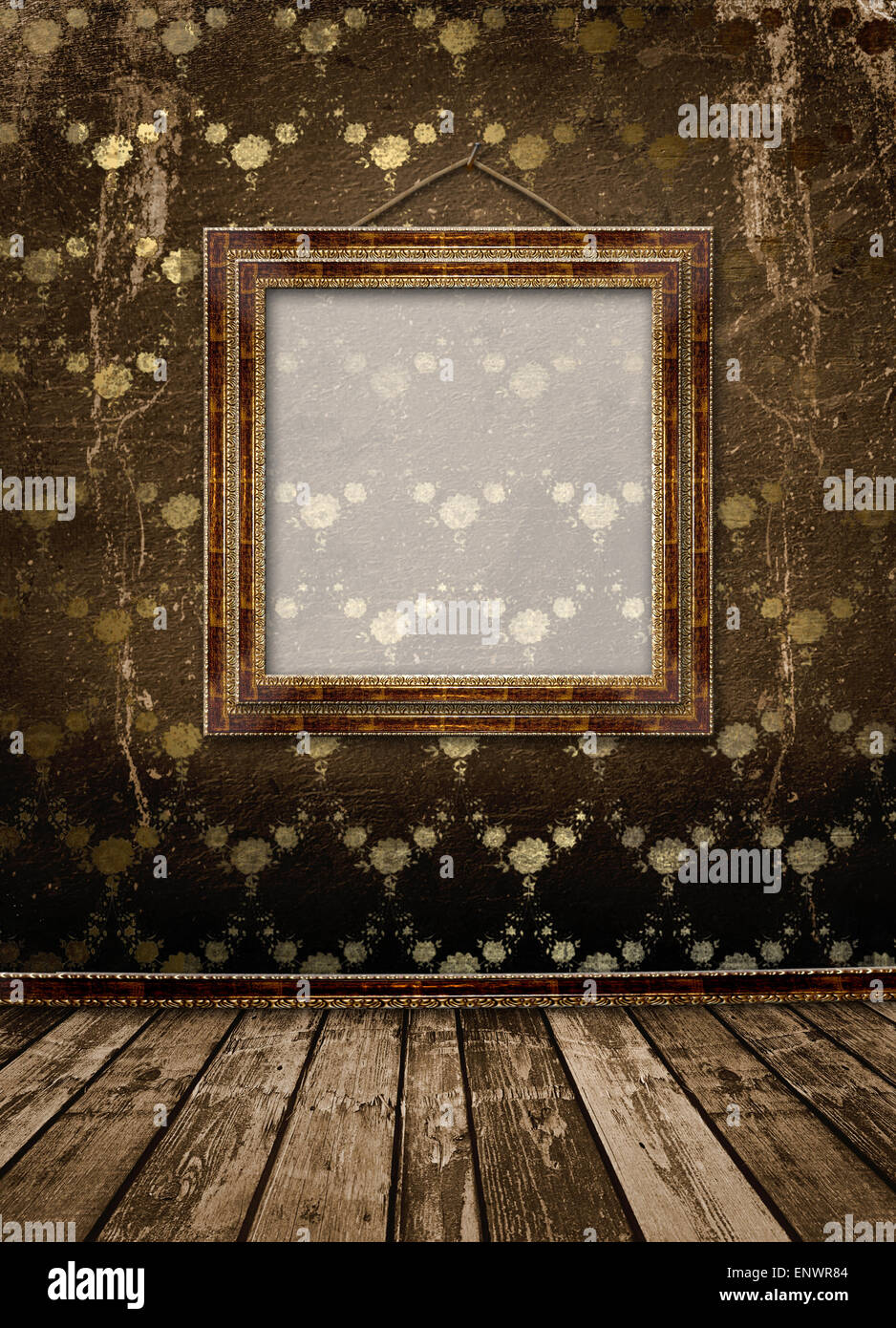 Old gold frames Victorian style on the wall in the room Stock Photo - Alamy