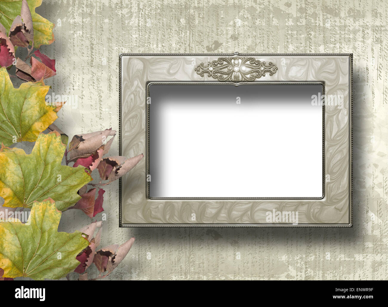 Grunge papers design in scrapbooking style with frame and foliage Stock ...