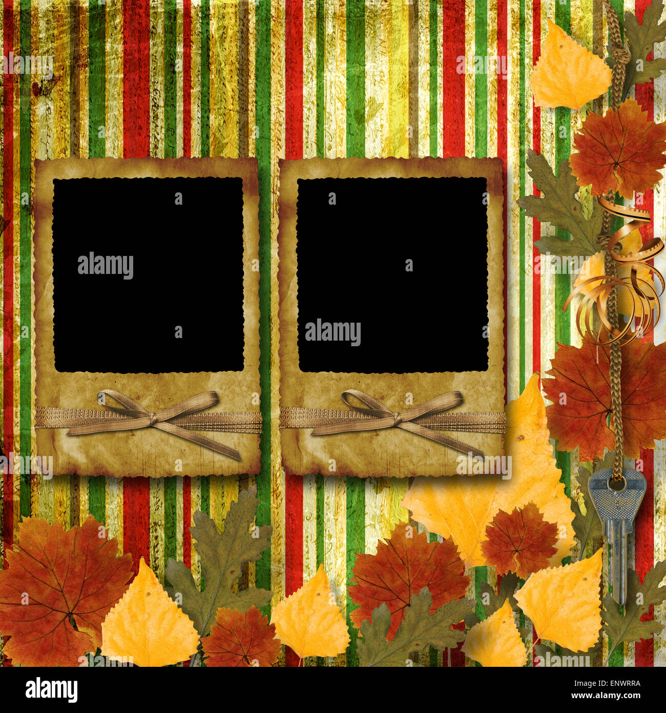 Grunge papers design in scrapbooking style with frame and autumn ...