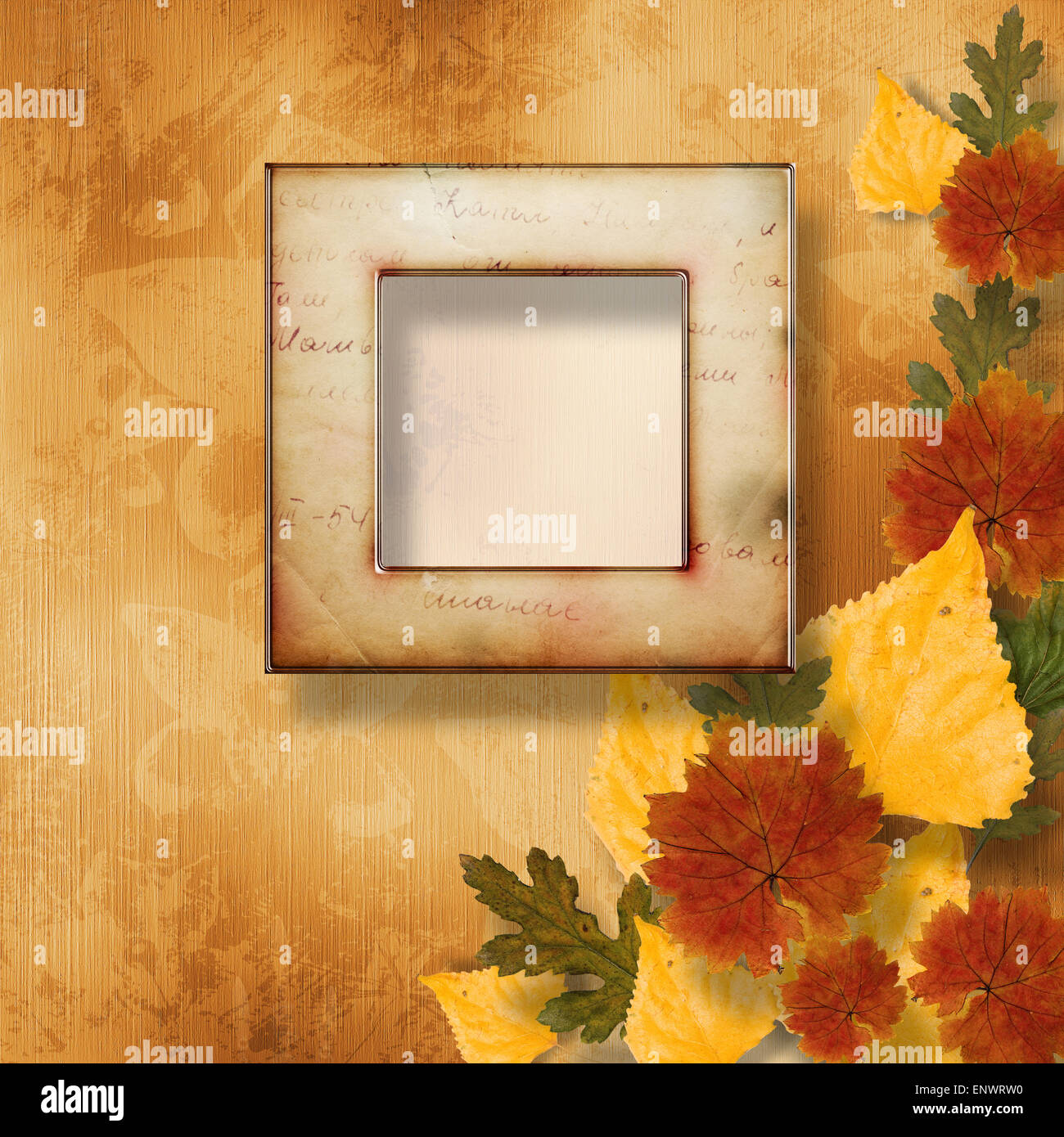Grunge papers design in scrapbooking style with frame and autumn ...