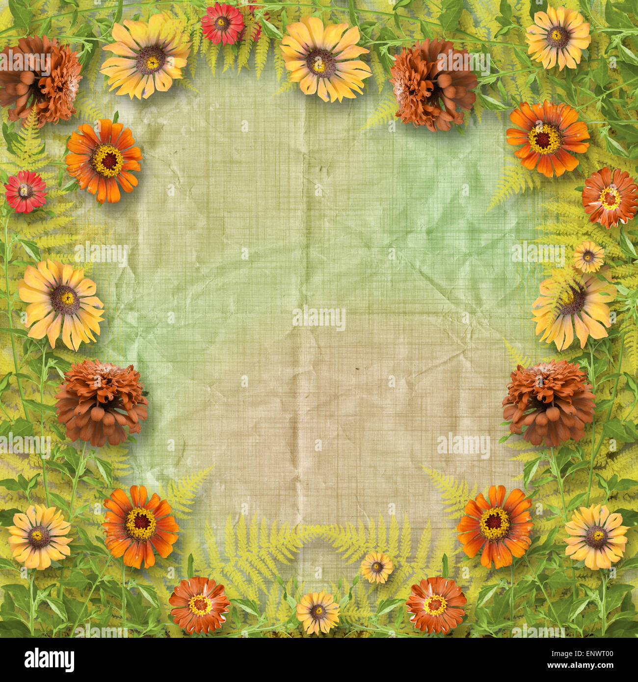 multicoloured card for greetings or invitations with bunch of flowers ...