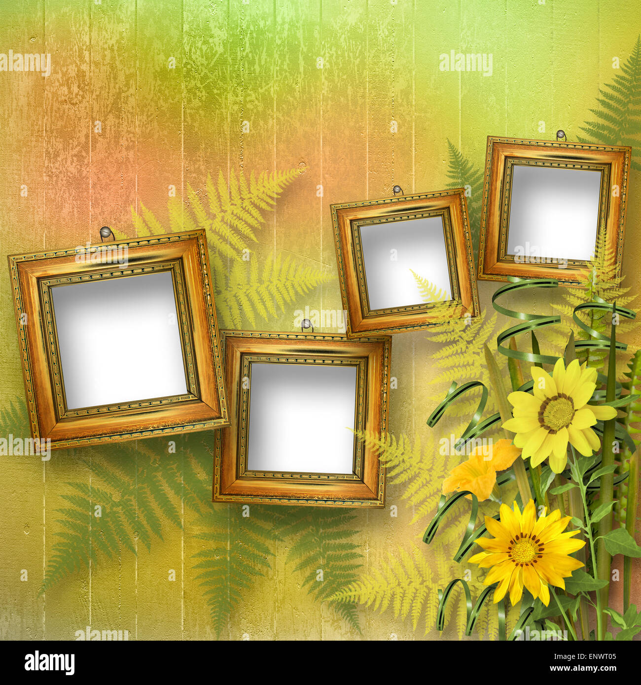 grunge frame for interior with bunch of flowers Stock Photo - Alamy