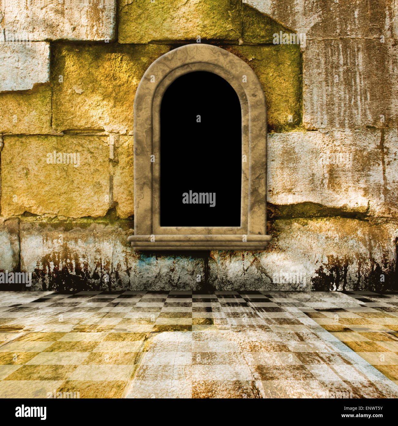 The old stone room with window in Victorian style Stock Photo - Alamy