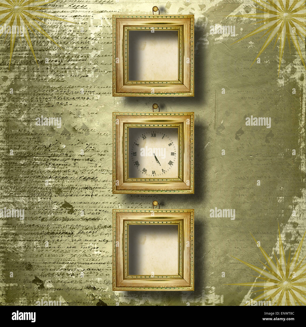 Antique clock face with frame on the abstract background Stock Photo ...