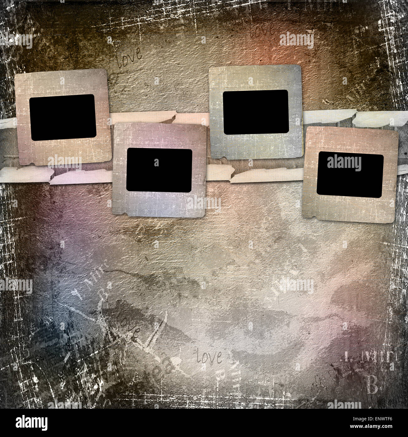 Old grunge paper slides on the ancient background Stock Photo - Alamy