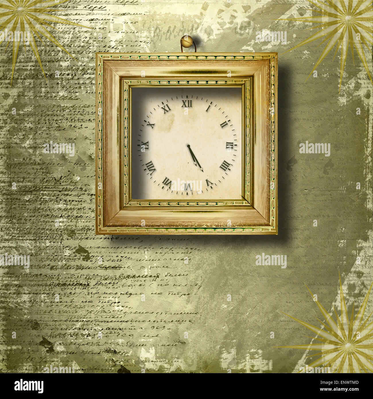 Antique clock face with frame on the abstract background Stock Photo ...