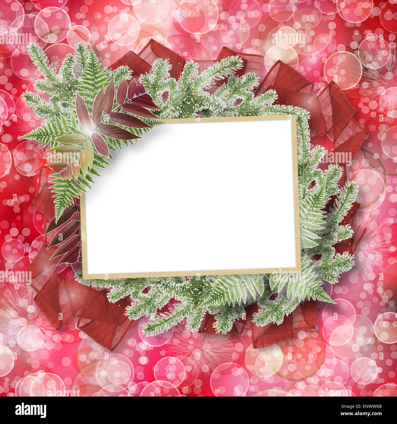 Abstract blur boke background with paper frame and bunch of twigs ...