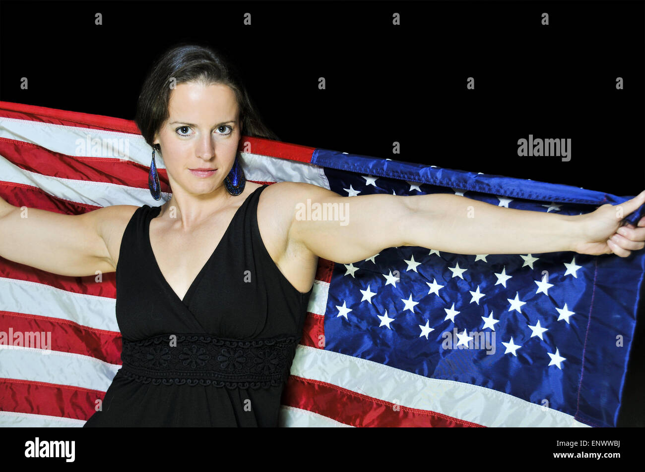 Woman Wrapped in a Flag Stock Photo - Alamy