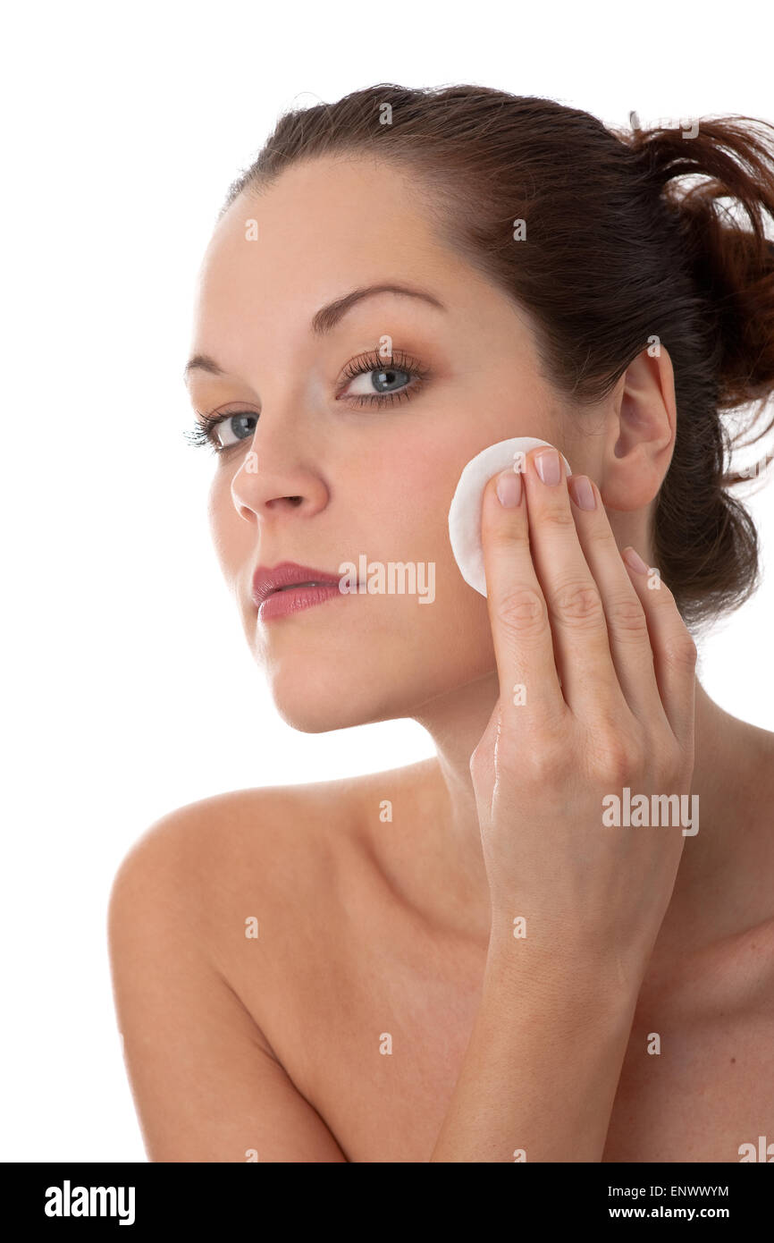 Body care series - Young woman removing make-up Stock Photo - Alamy