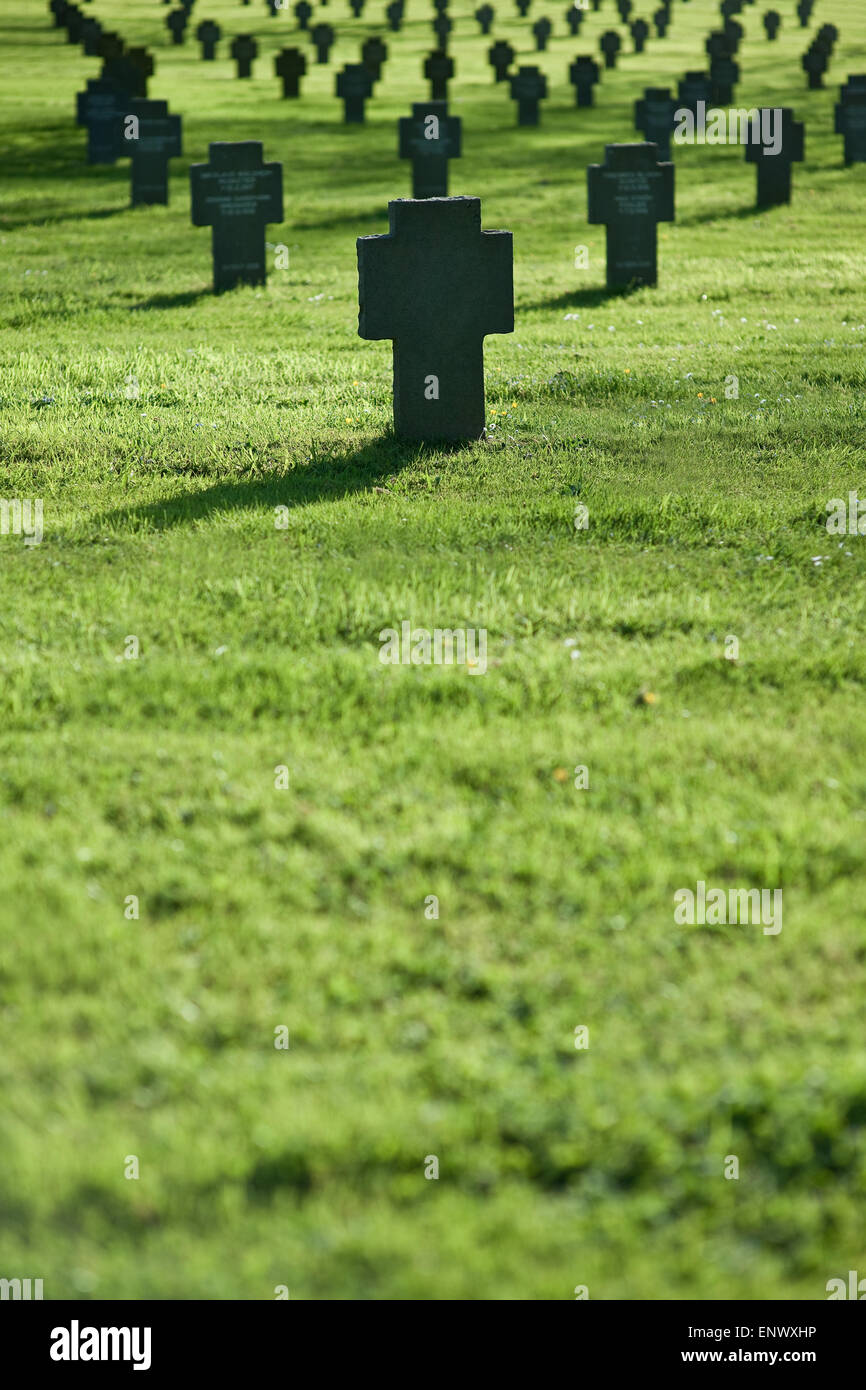 Grass field with crosses during sunset, cemetery Stock Photo - Alamy