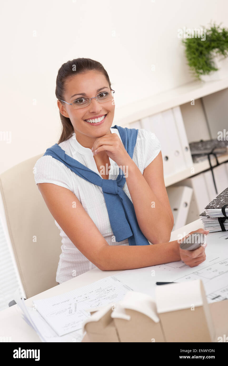 Young female architect with architectural model Stock Photo - Alamy