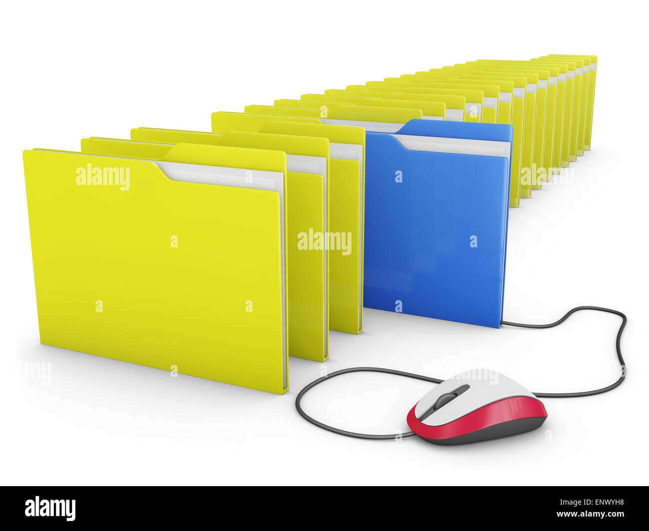 computer mouse connected to one of the folders Stock Photo - Alamy