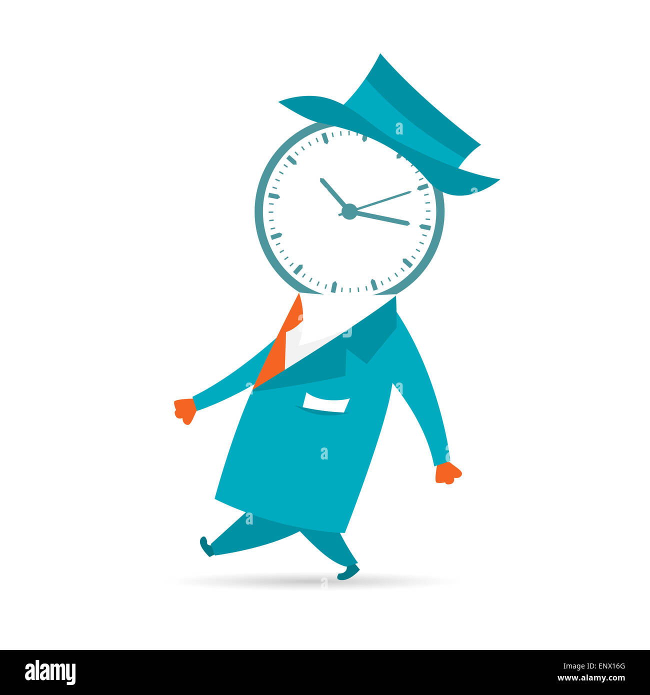 Vector illustration of a Mr. Time walks by Stock Photo - Alamy