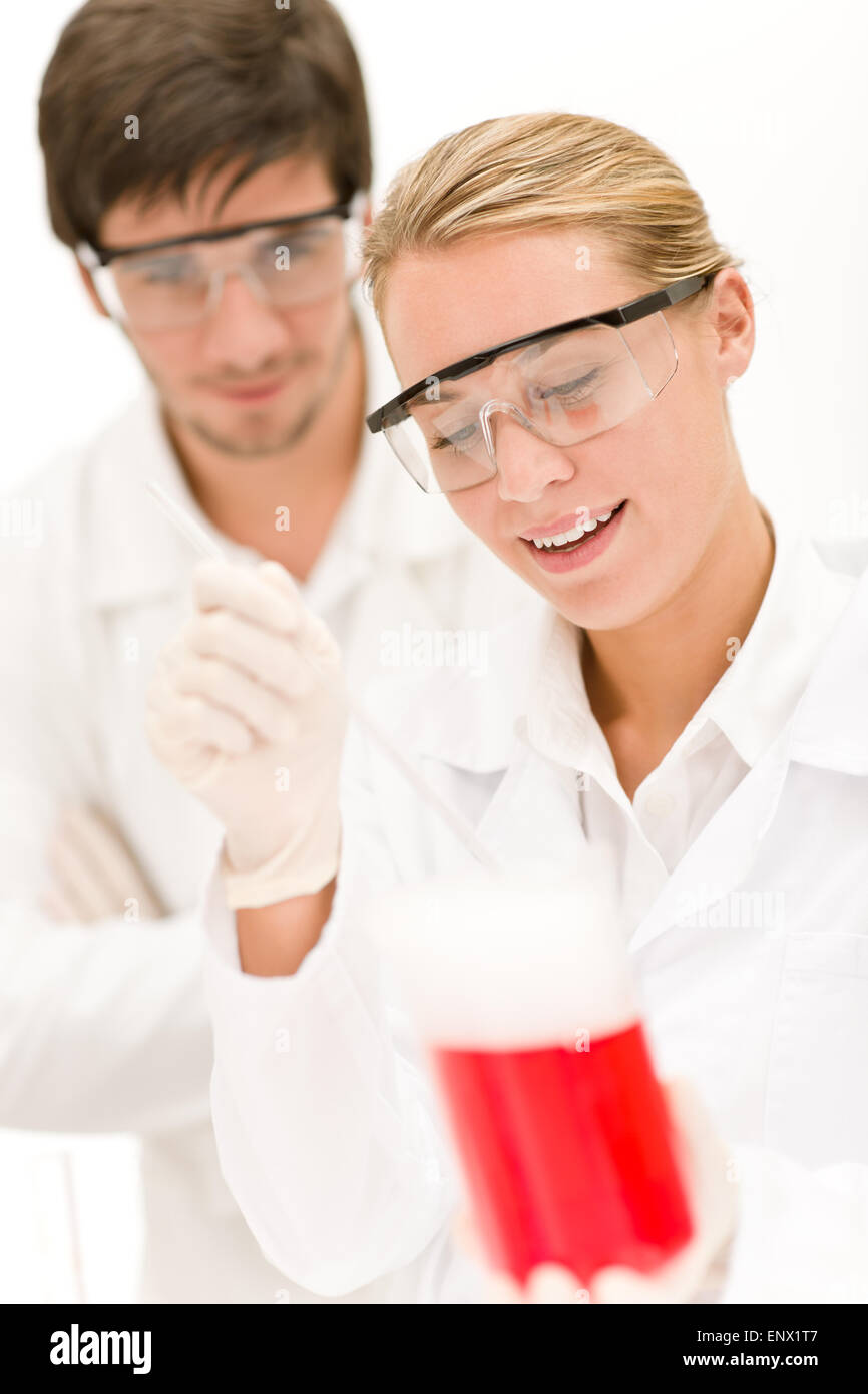Chemistry experiment - scientists in laboratory Stock Photo - Alamy