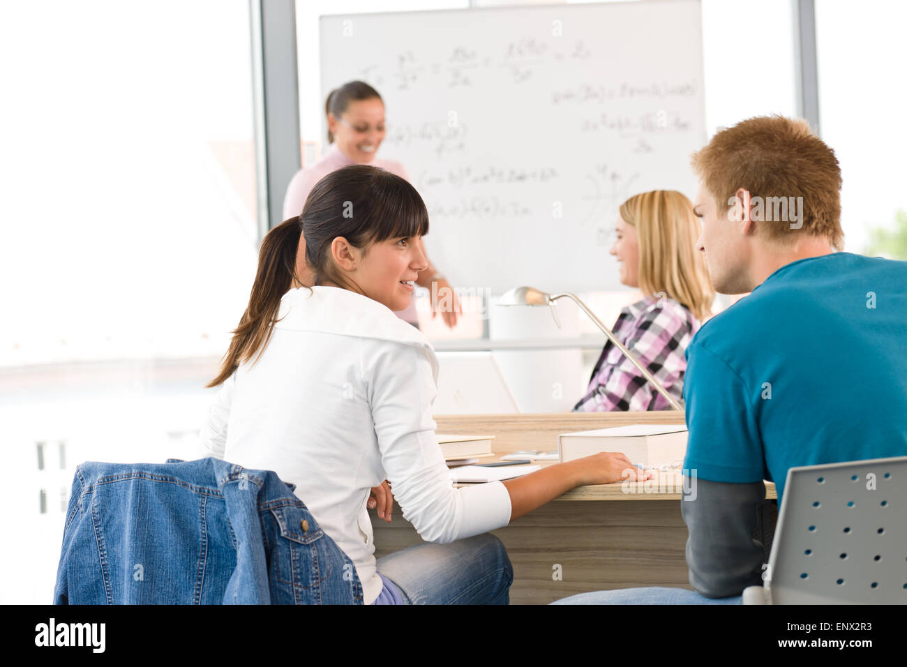 High school students with professor in classroom Stock Photo - Alamy