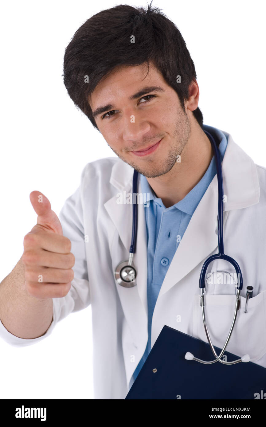 Thumbs up - Male student doctor with stethoscope Stock Photo - Alamy