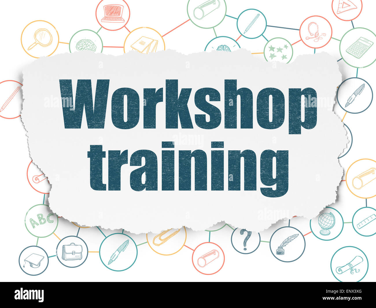 Education concept: Workshop Training on Torn Paper background Stock ...