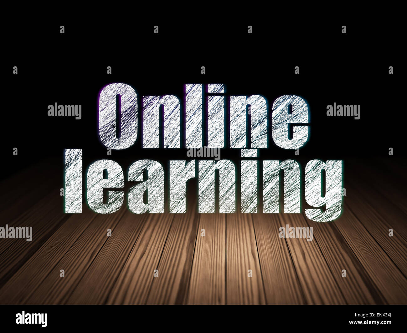 Education concept: Online Learning in grunge dark room Stock Photo - Alamy