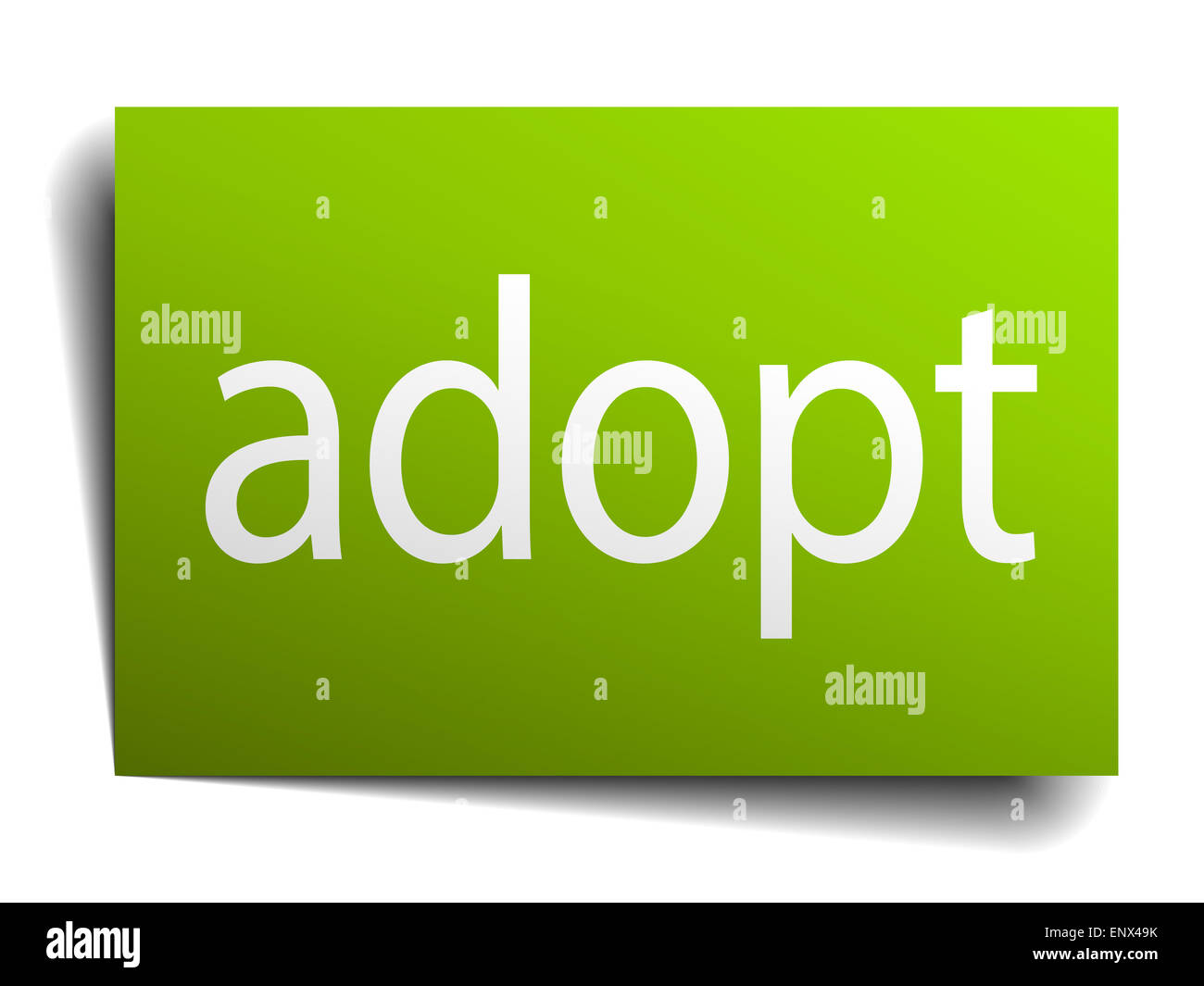 adopt green paper sign on white background Stock Photo - Alamy