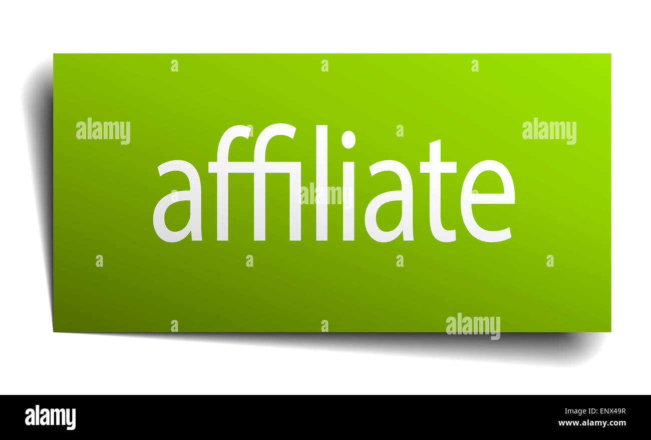 affiliate green paper sign on white background Stock Photo - Alamy