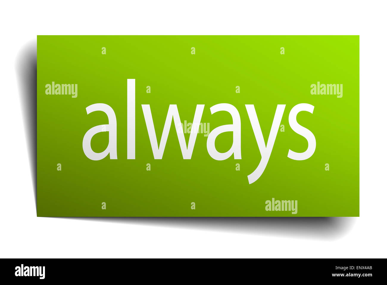 always green paper sign on white background Stock Photo - Alamy