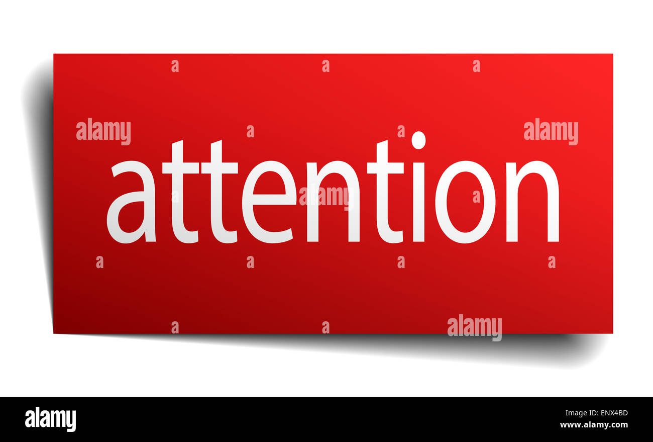 attention red paper sign isolated on white Stock Photo - Alamy