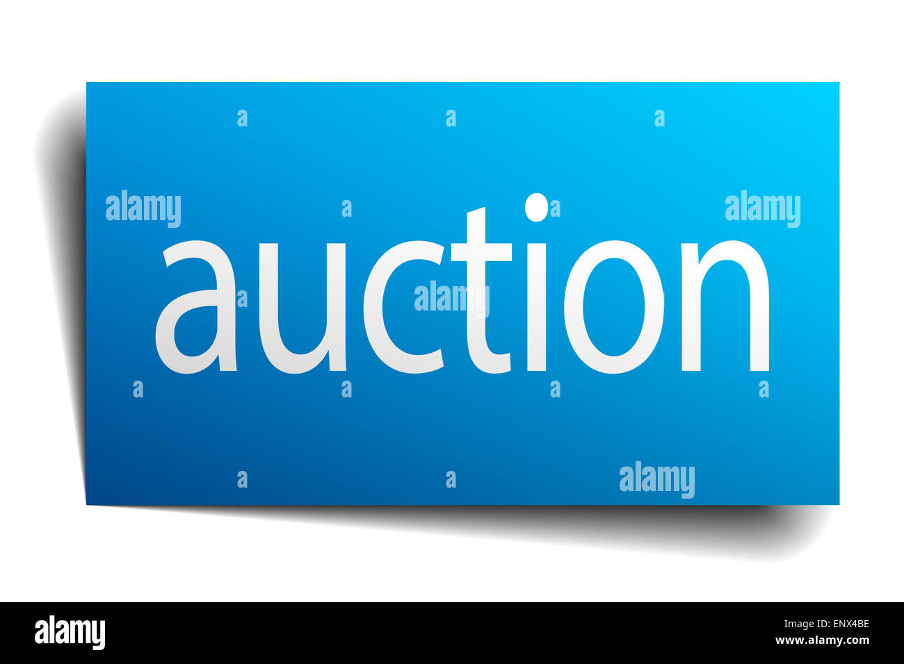 auction blue square isolated paper sign on white Stock Photo - Alamy