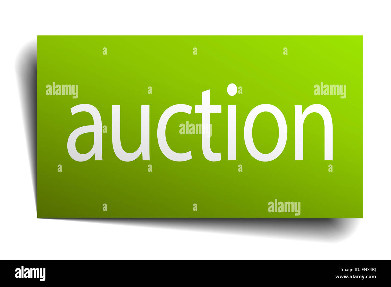 auction green paper sign on white background Stock Photo - Alamy