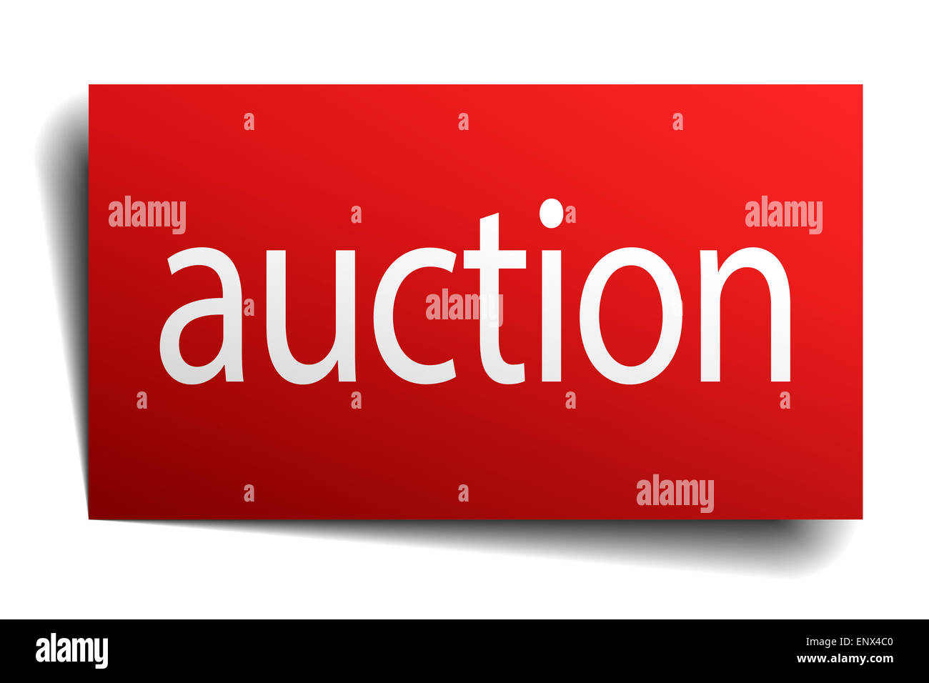 auction red paper sign isolated on white Stock Photo - Alamy