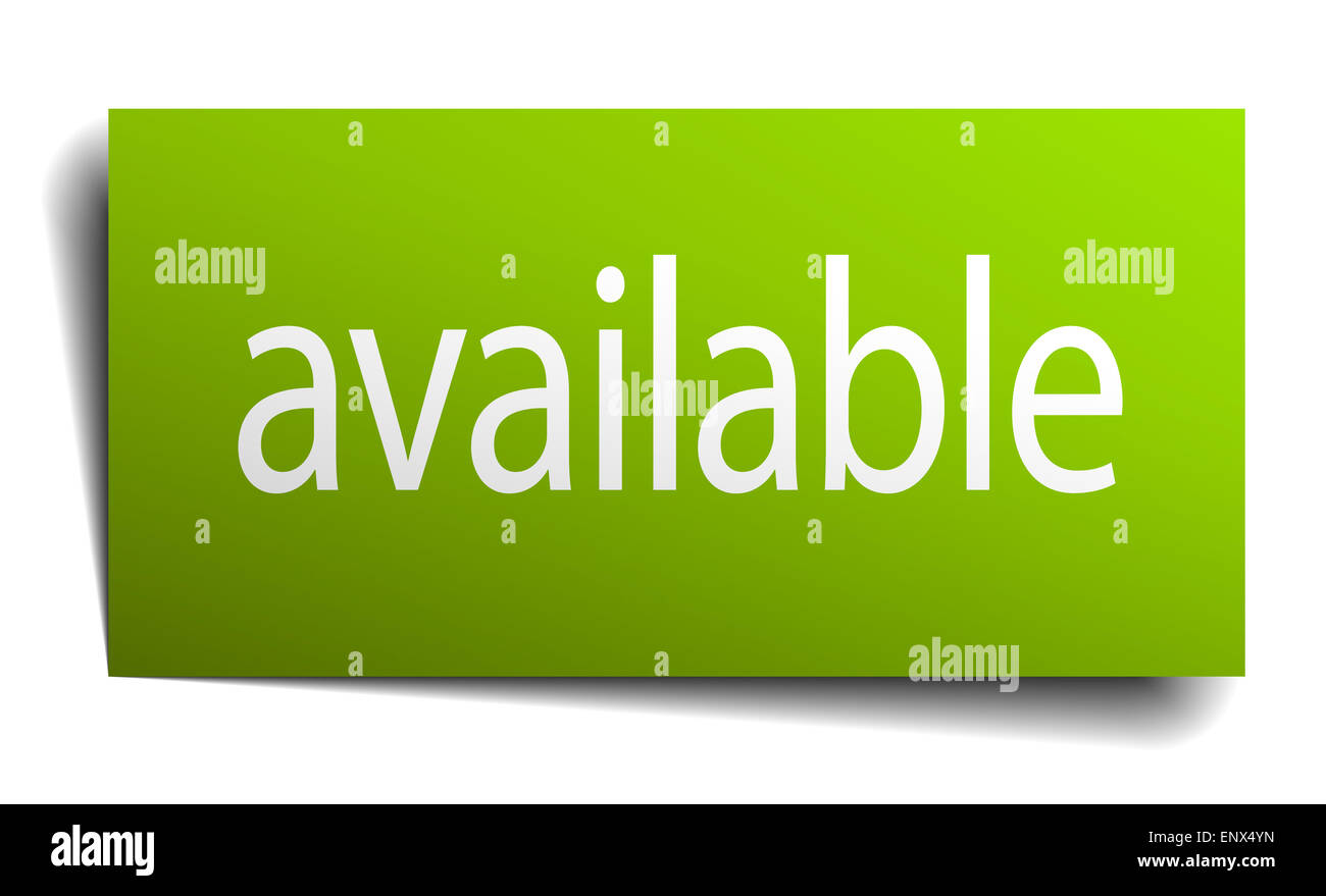 available green paper sign on white background Stock Photo - Alamy