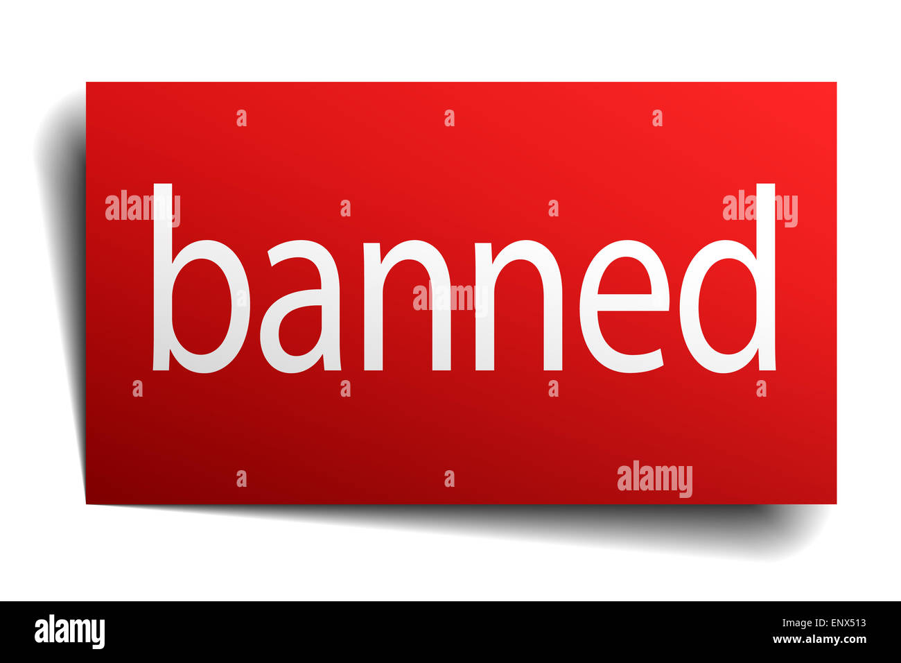 banned red paper sign isolated on white Stock Photo - Alamy