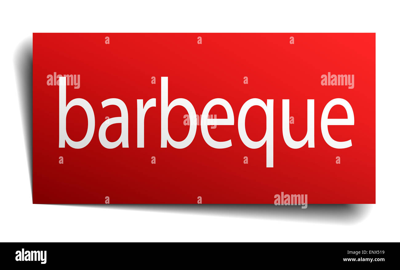 barbeque red paper sign isolated on white Stock Photo - Alamy