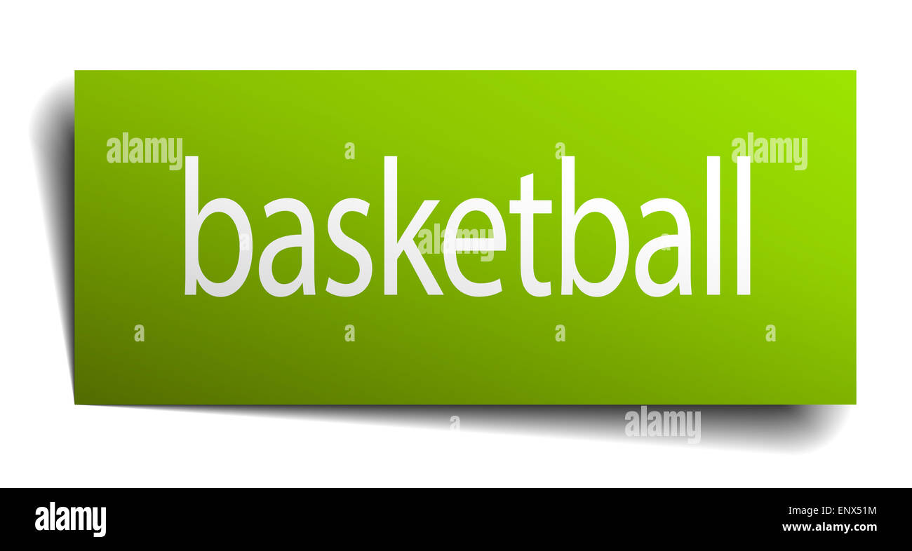 basketball green paper sign on white background Stock Photo - Alamy