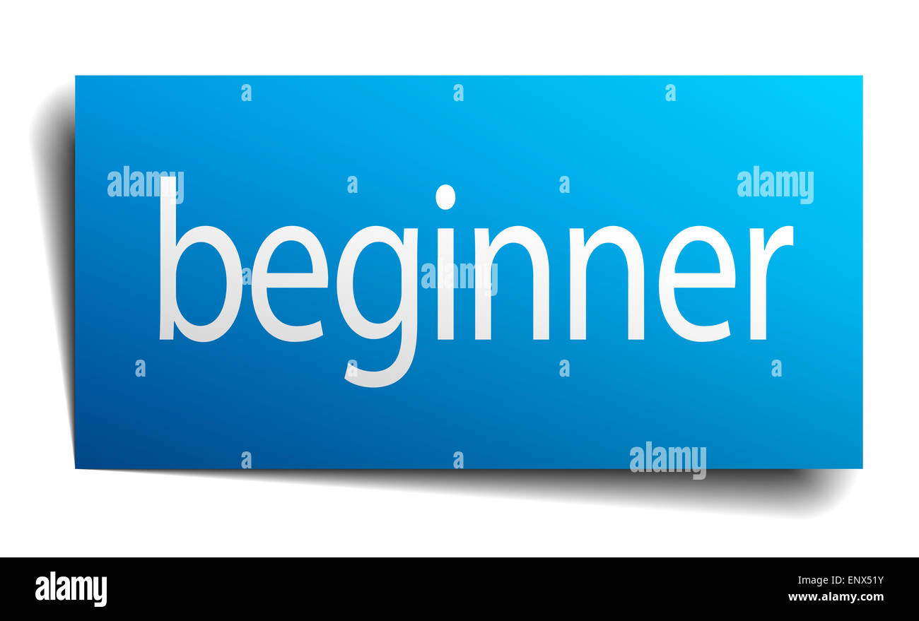 beginner blue square isolated paper sign on white Stock Photo - Alamy