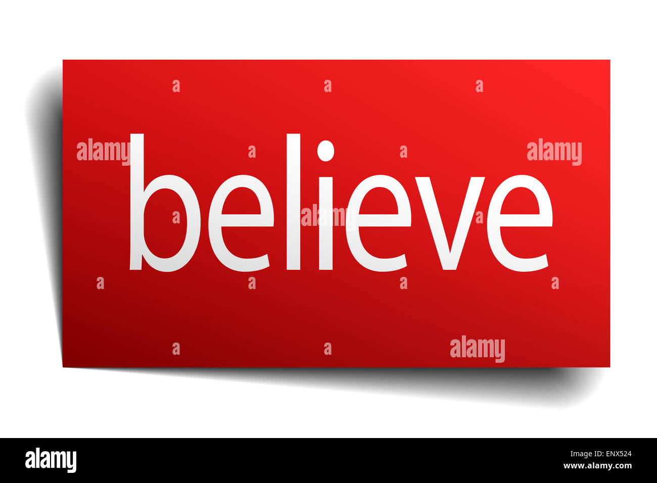 believe red paper sign isolated on white Stock Photo - Alamy