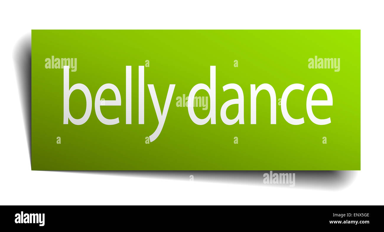 belly dance green paper sign on white background Stock Photo - Alamy