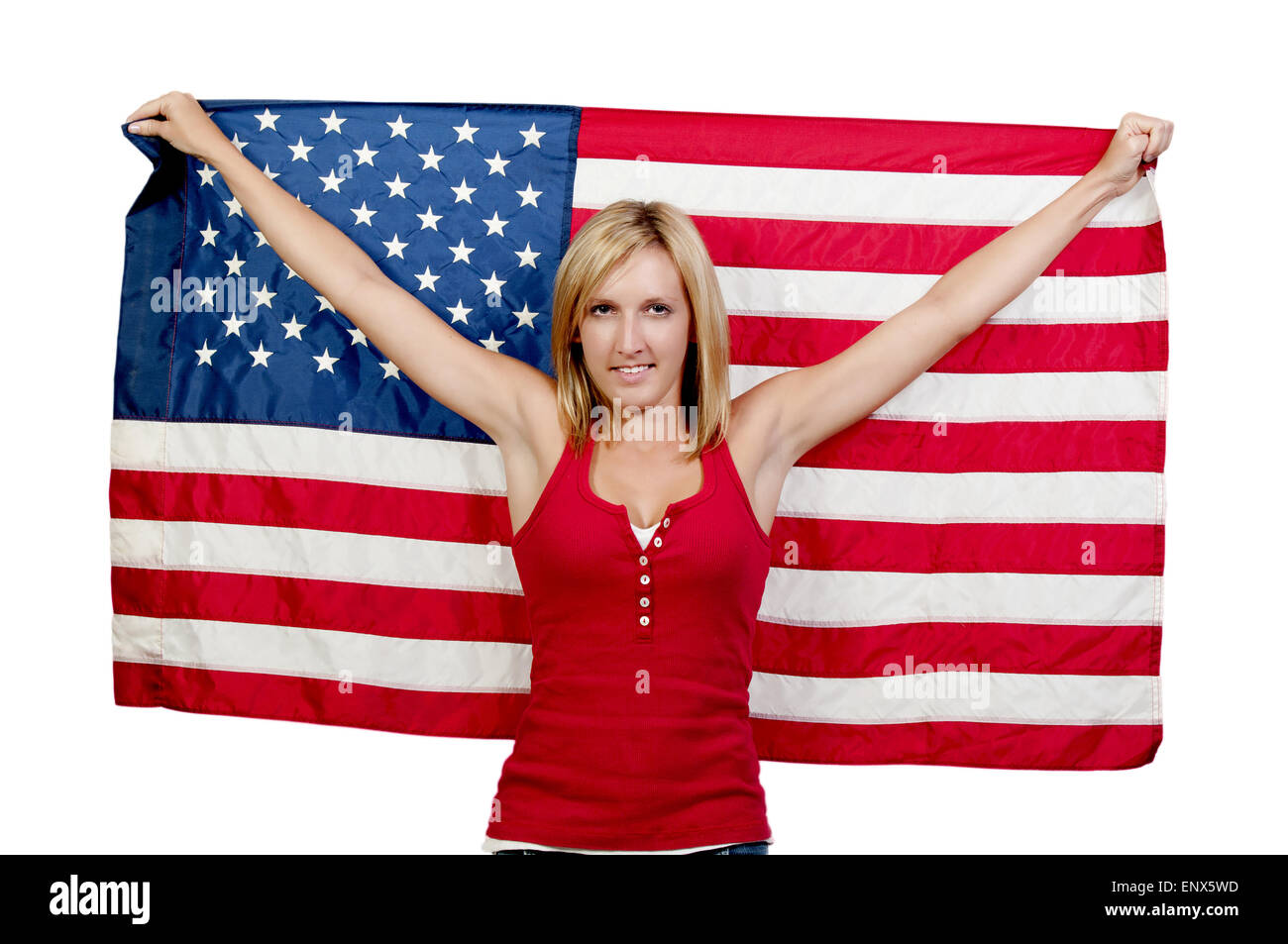 Woman with a Flag Stock Photo - Alamy