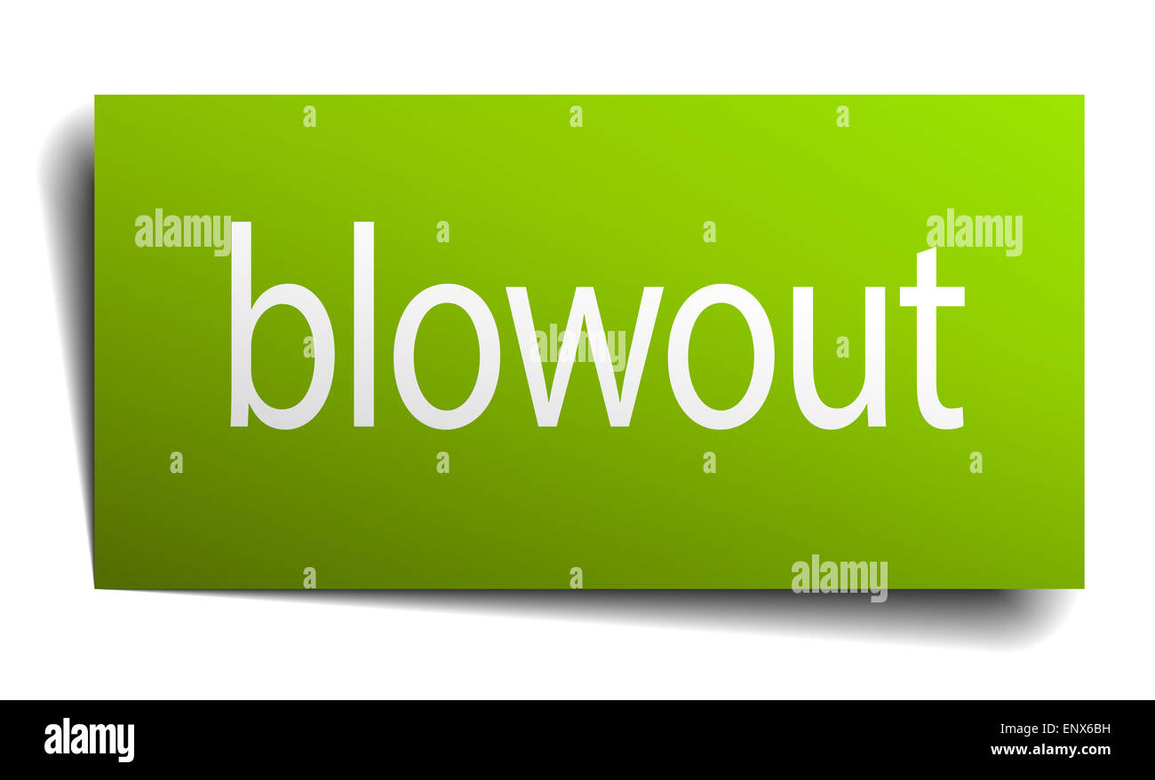 blowout green paper sign on white background Stock Photo - Alamy